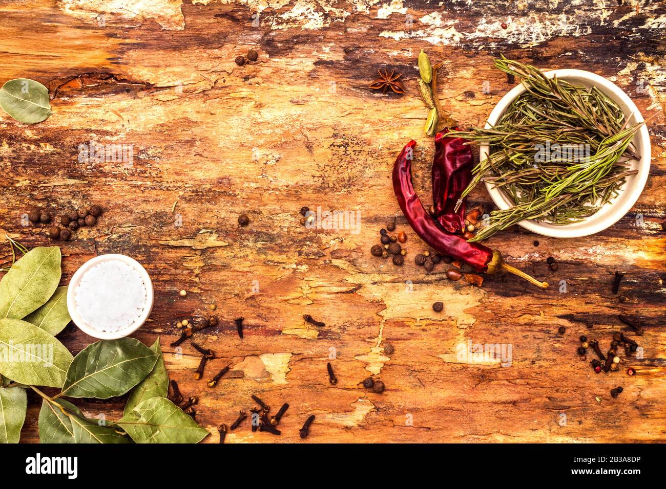 Set of different spices and herbs - allspice, rosemary, cumin, hot ...
