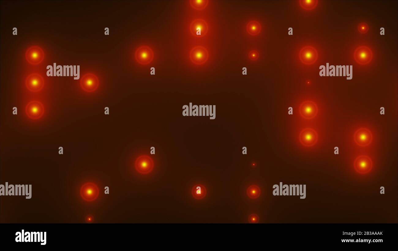 Rows of light bulbs spotlights with random switch on, computer ...