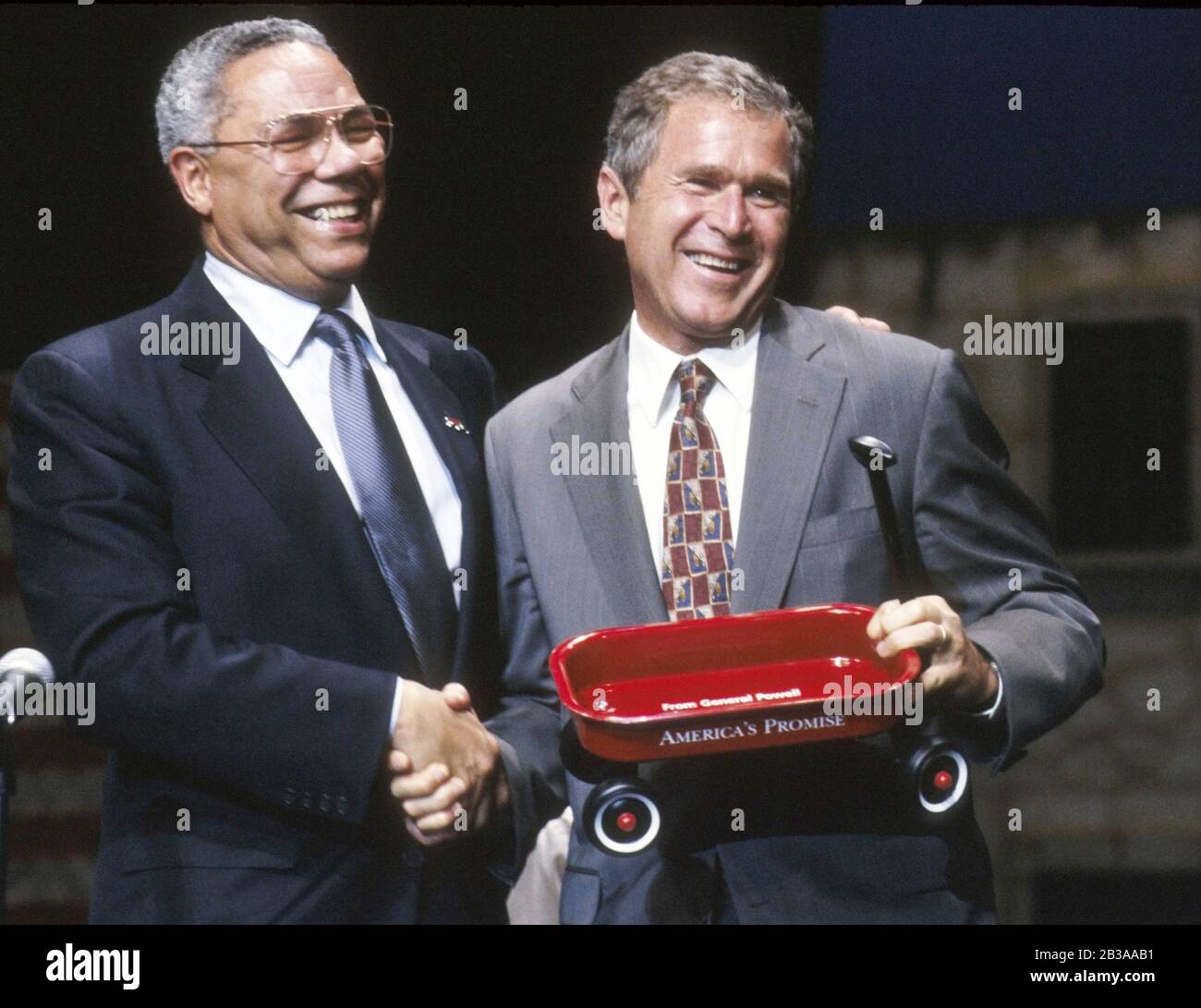 San Antonio, Texas USA,1997: Colin Powell and Texas Gov. George W. Bush ...