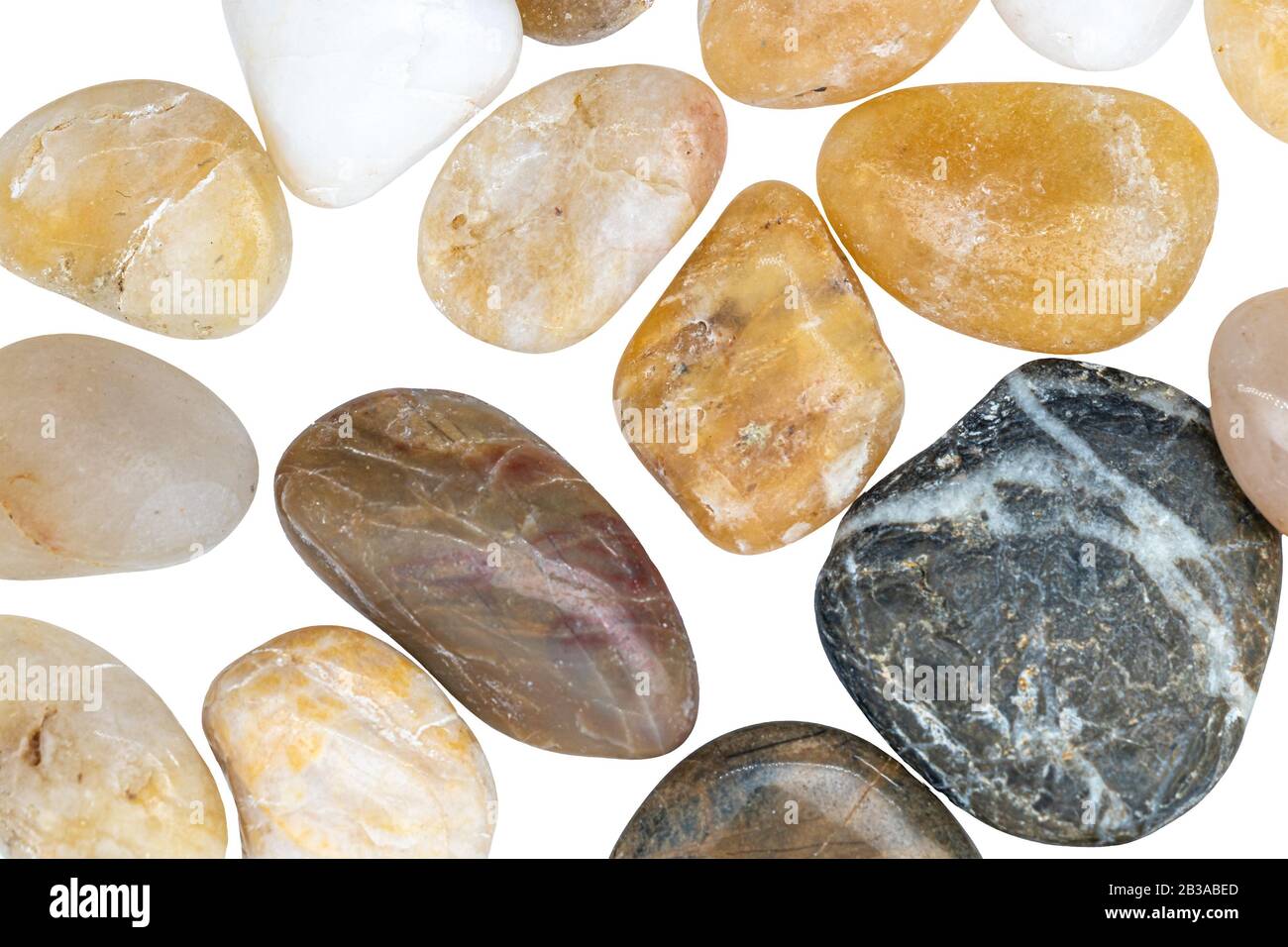 Round pebbles stones from sea isolated on white background Stock Photo ...