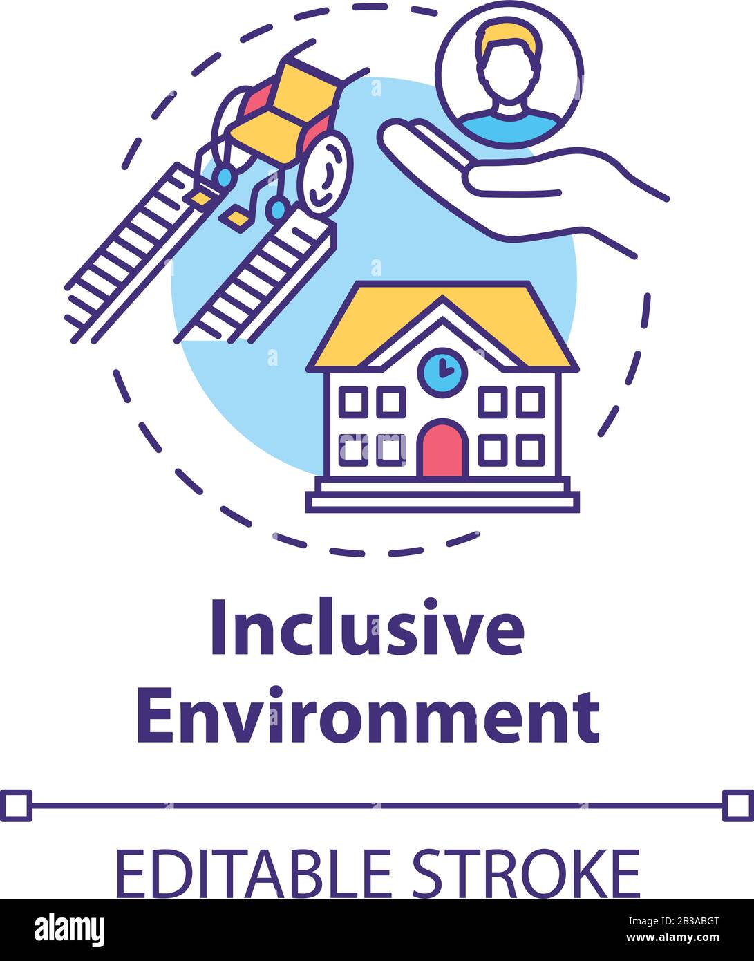 Inclusive environment concept icon. Support for students with special ...