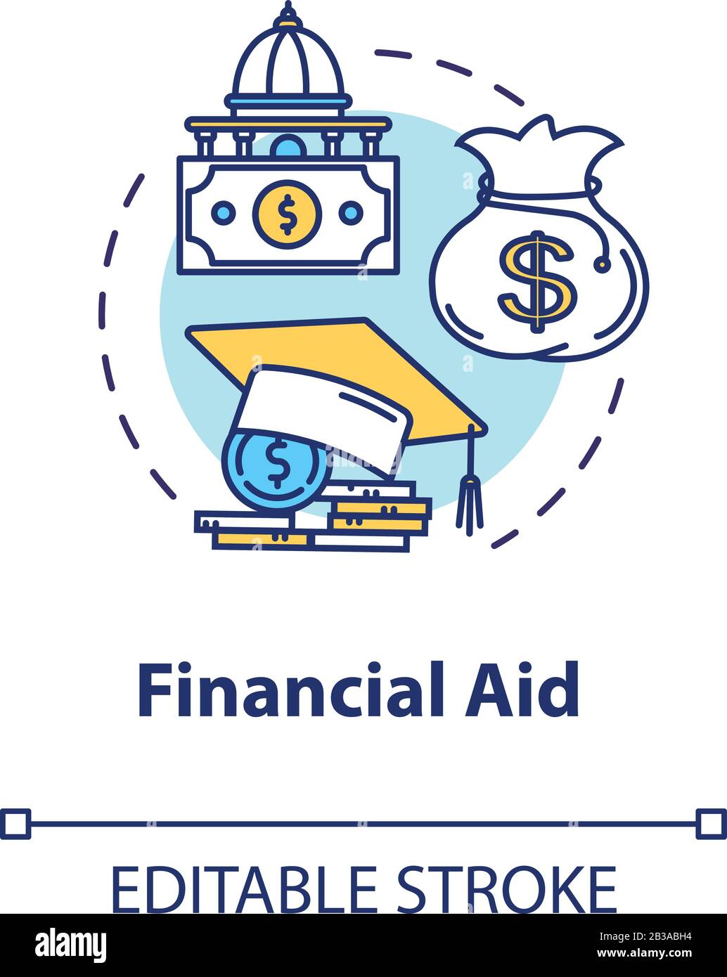 Financial aid concept icon. Student support with money. Education cost ...