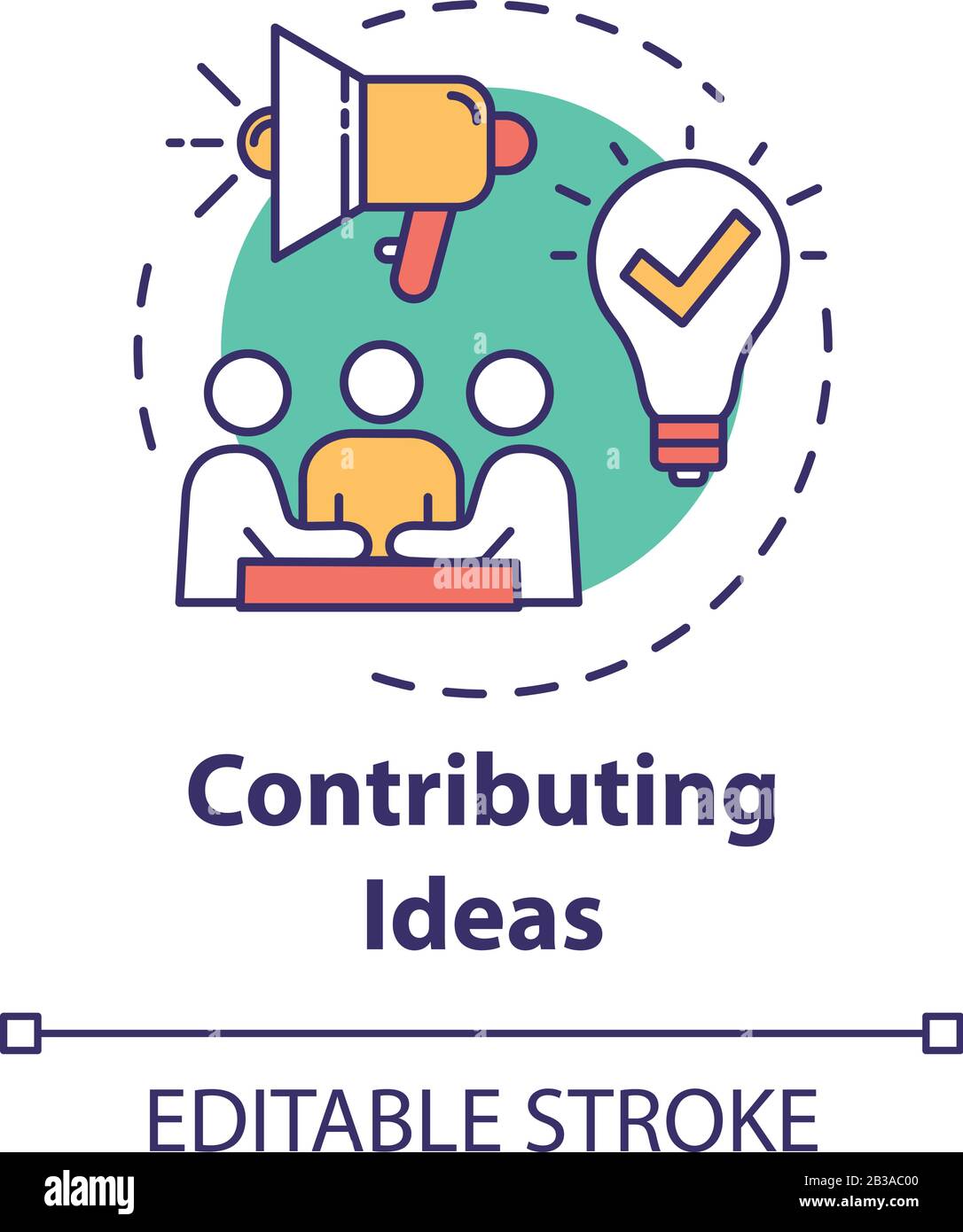 Contributing ideas concept icon. Business meeting. Briefing and ...