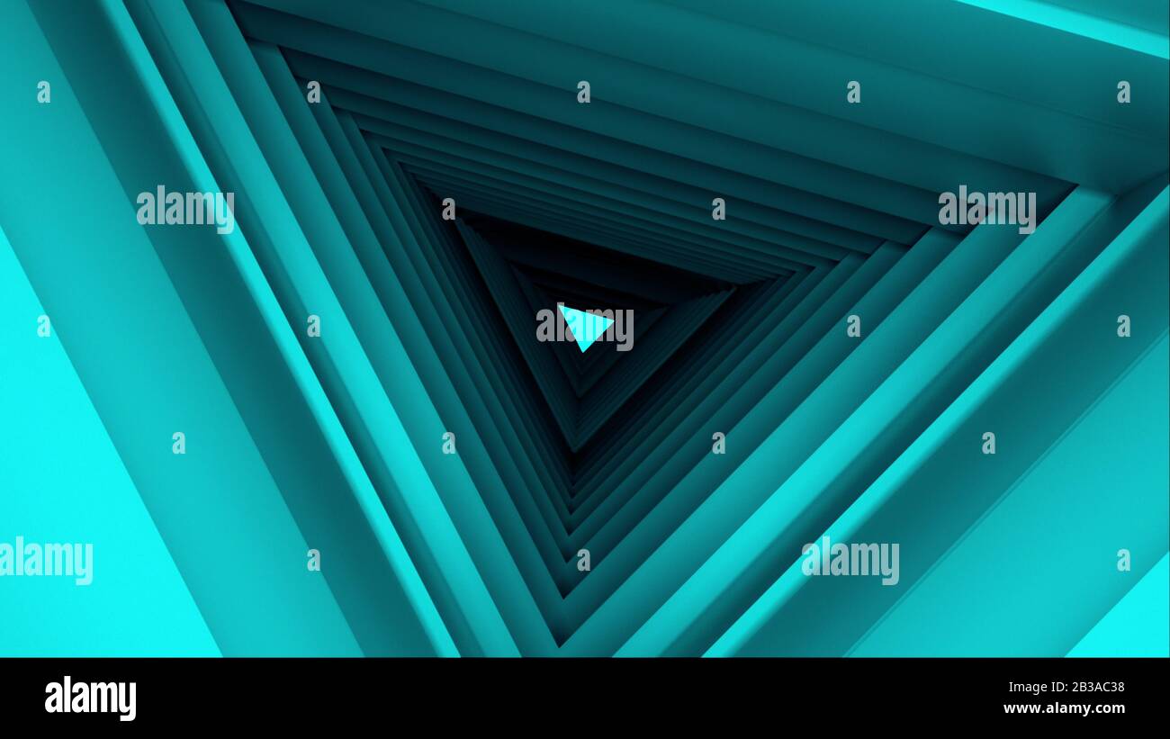 Computer generated triangle tunnel. Space of the future. 3d rendering ...