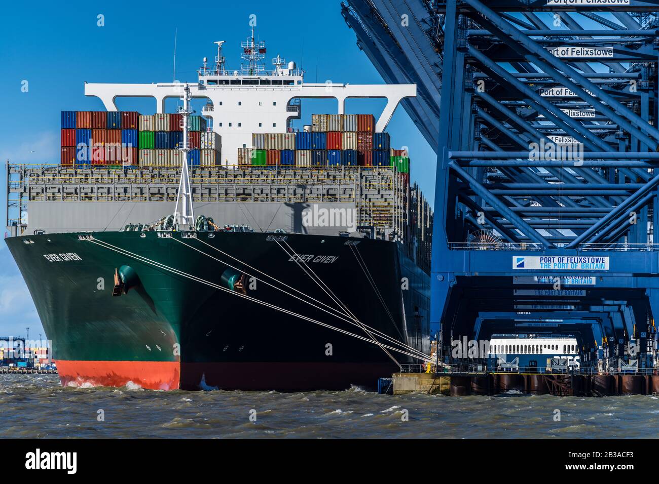 Trade delayed by strong winds. The Ever Given Container Ship waits for ...