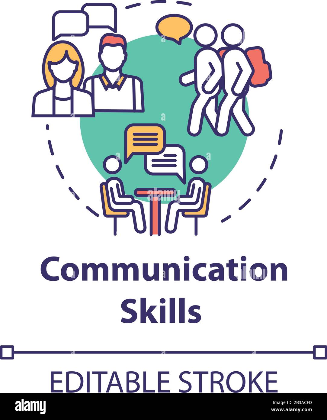 Communication skills concept icon. Group dynamic. Inclusive education ...