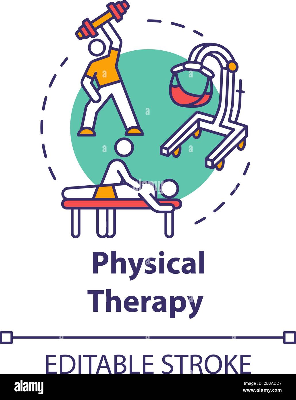 Physical therapy concept icon. Workout in gym. Massage, chiropractic ...