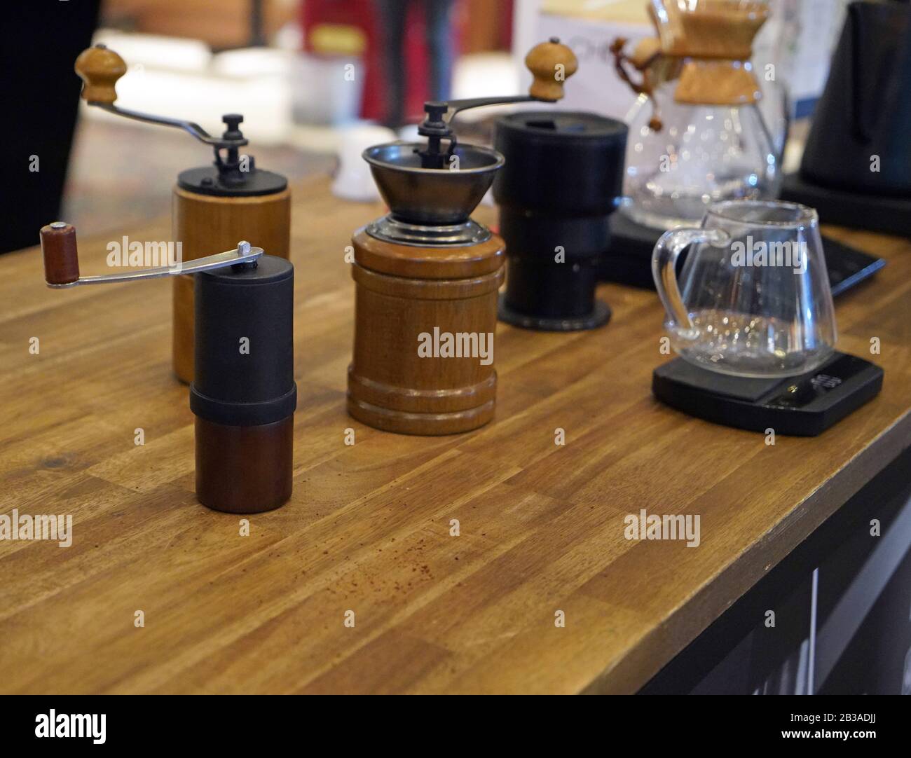 Old-fashioned manual coffee making tools Stock Photo - Alamy
