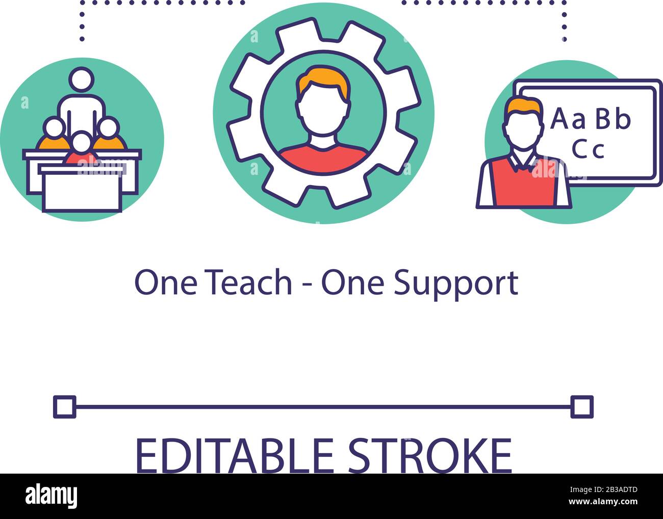 One teach - one support concept icon. Special teaching program ...