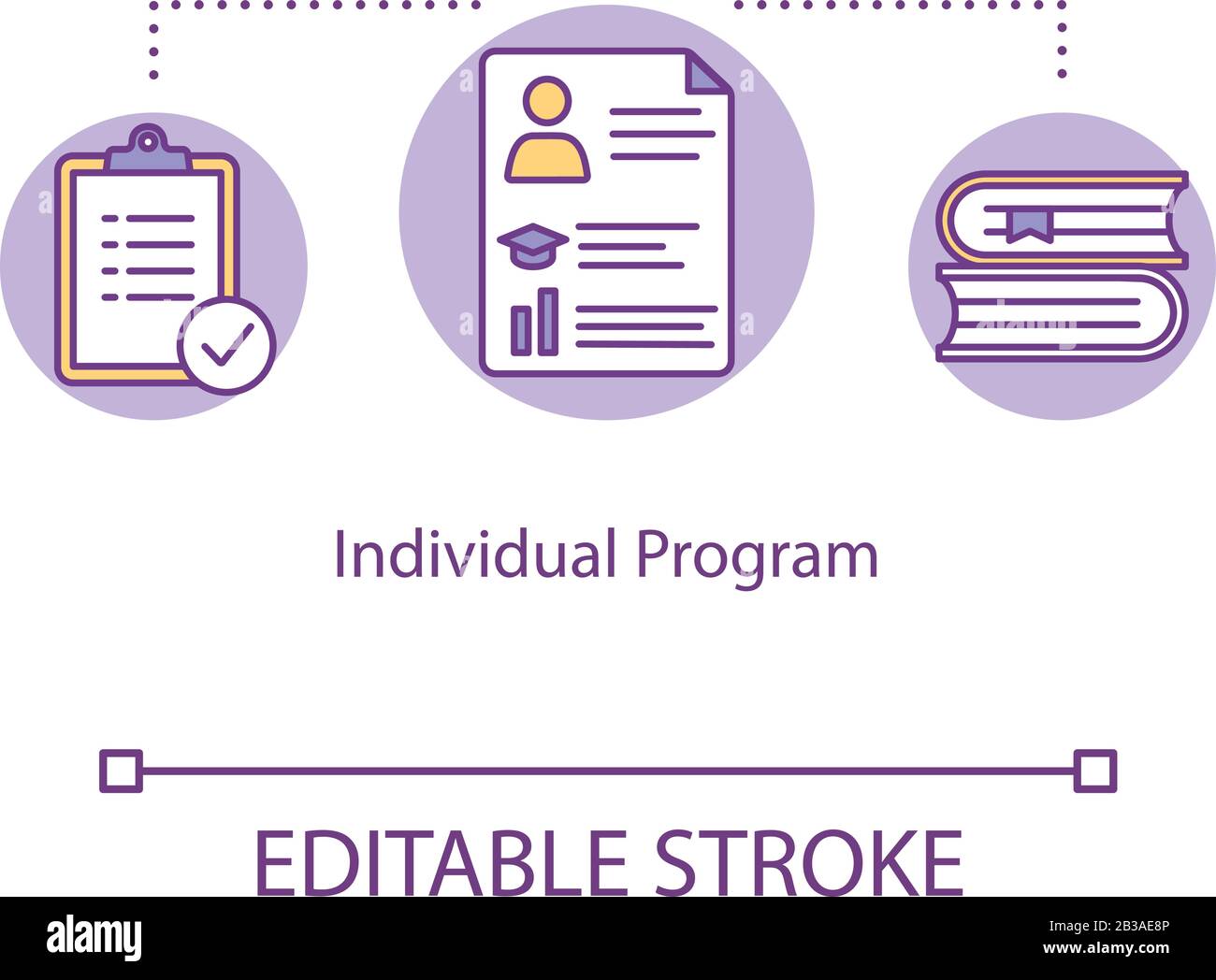 Individual program concept icon. Academic studying. Documents and books ...