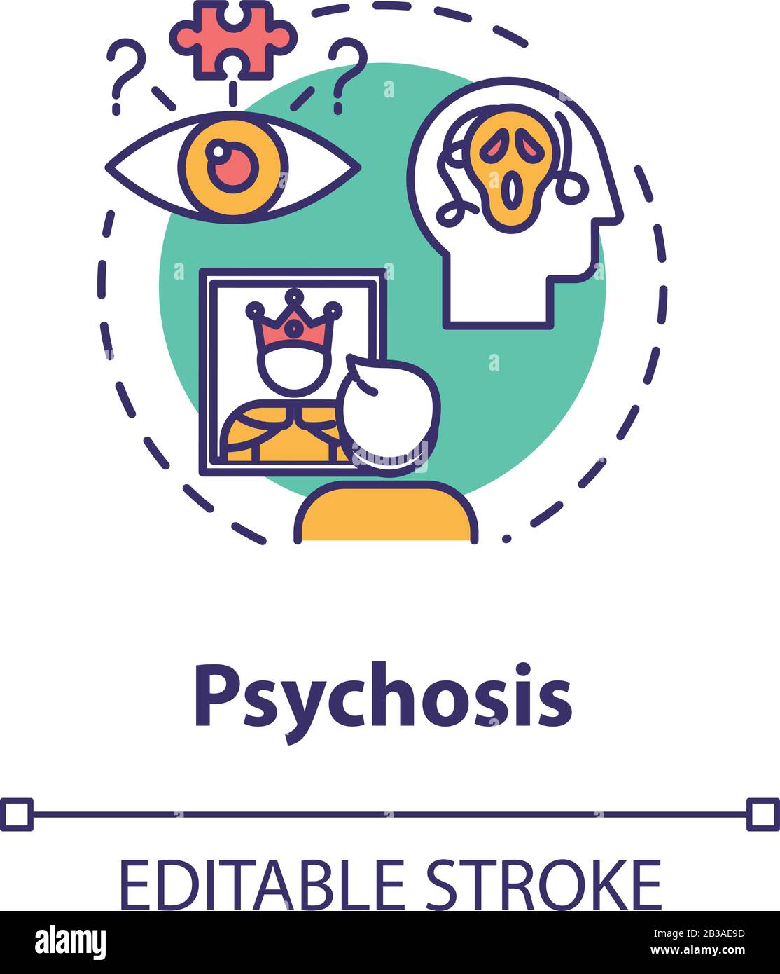 Psychosis concept icon. Psychic disorder. Psychopathy, insanity ...