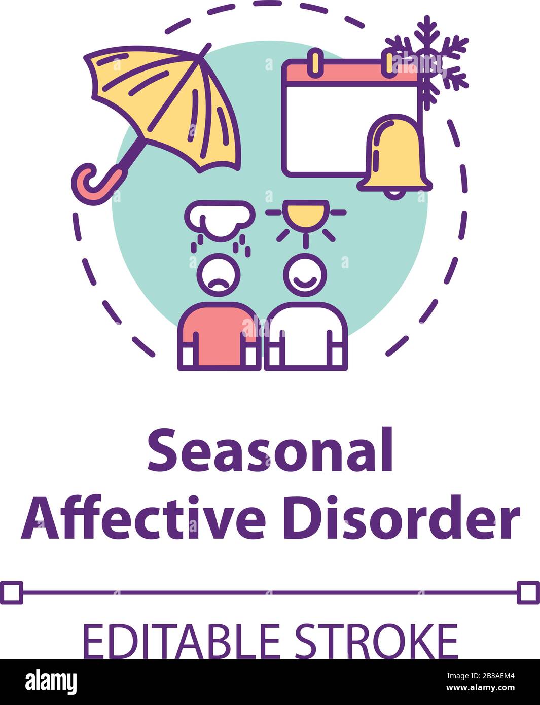 Seasonal affective disorder concept icon. SAD depression. Dependence of ...