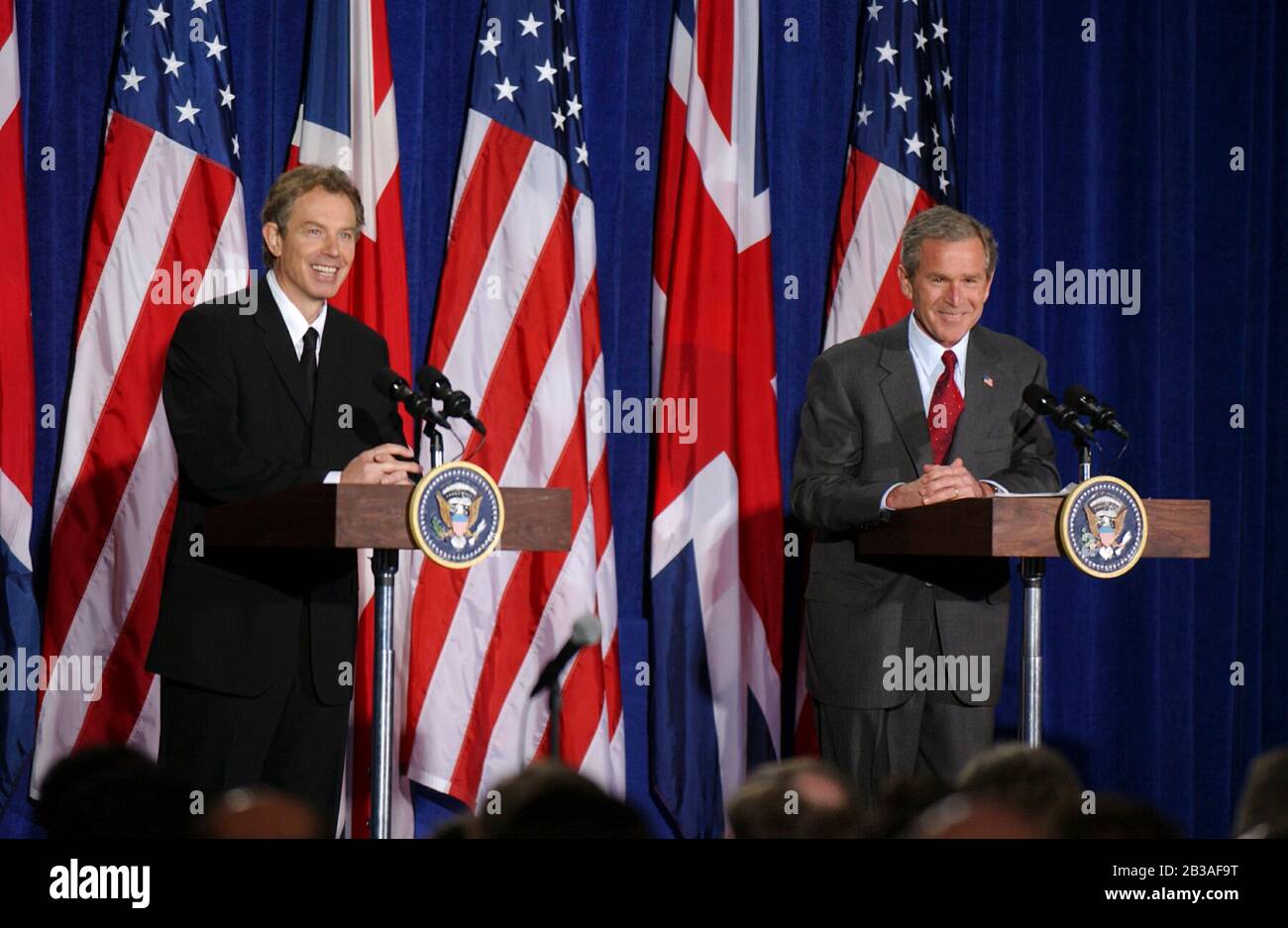 Crawford, Texas 06 APR 2002: British Prime Minister Tony Blair and U.S ...