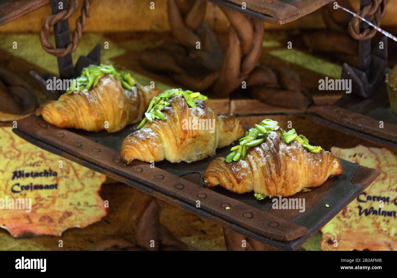 pistachio flavored croissant Stock Photo - Alamy