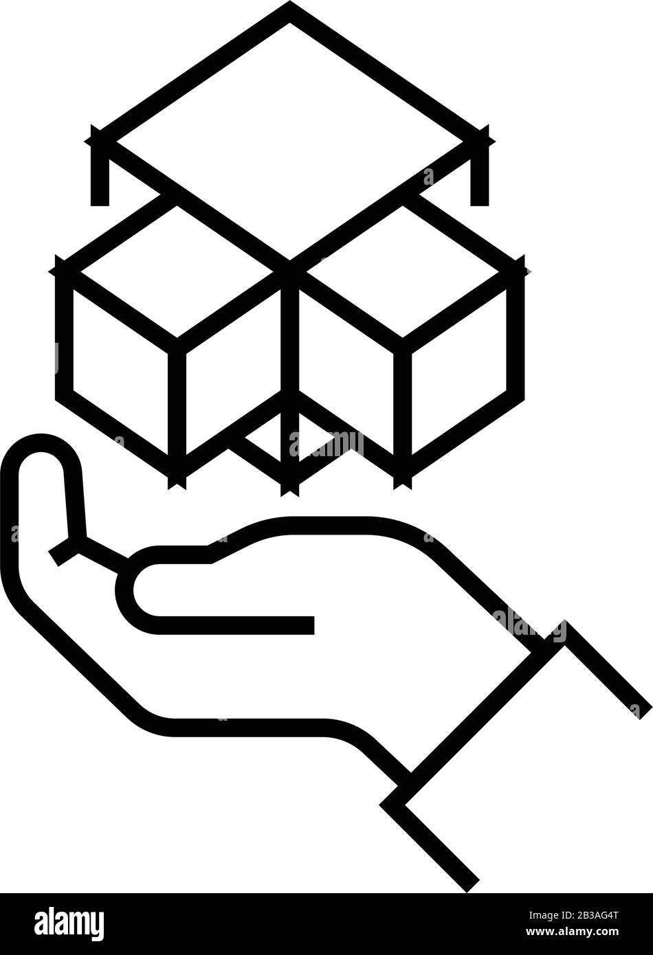 Units connection line icon, concept sign, outline vector illustration ...