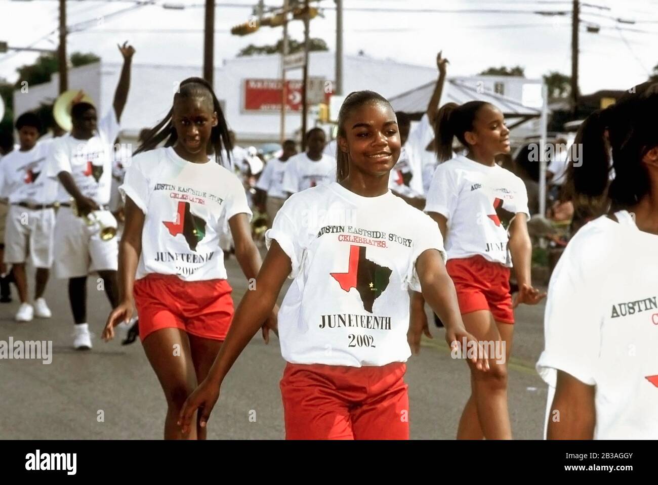 Austin, Texas June 19, 2002: Members of the Jack Yates High School ...