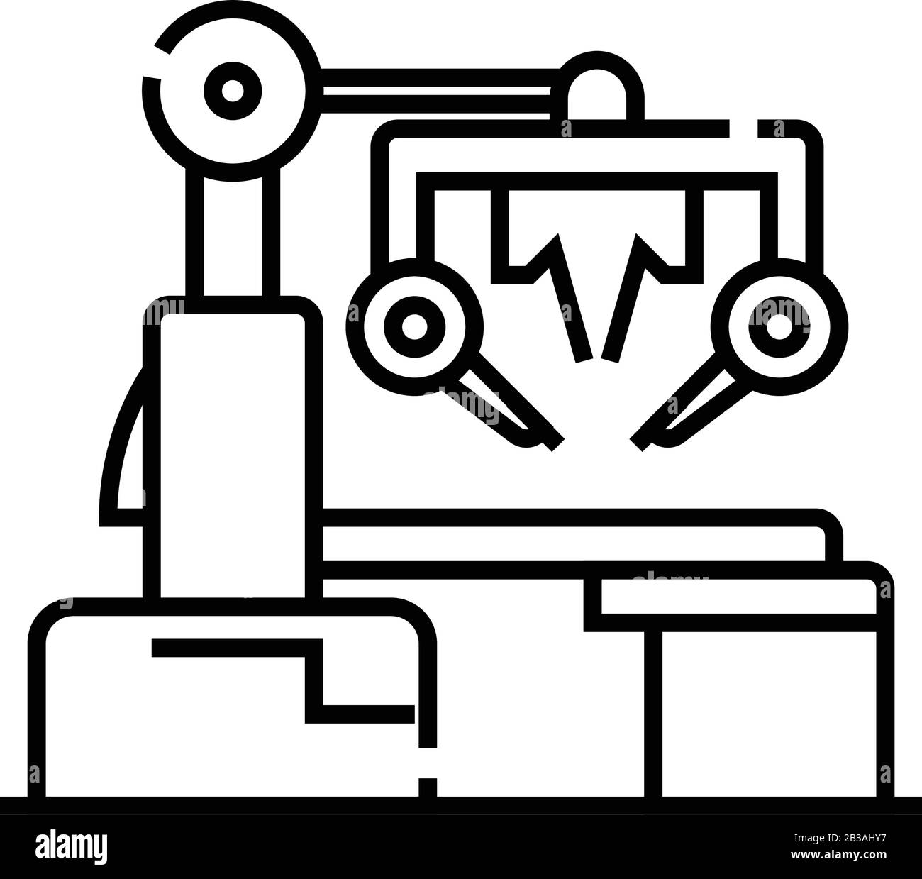 Working robots line icon, concept sign, outline vector illustration ...