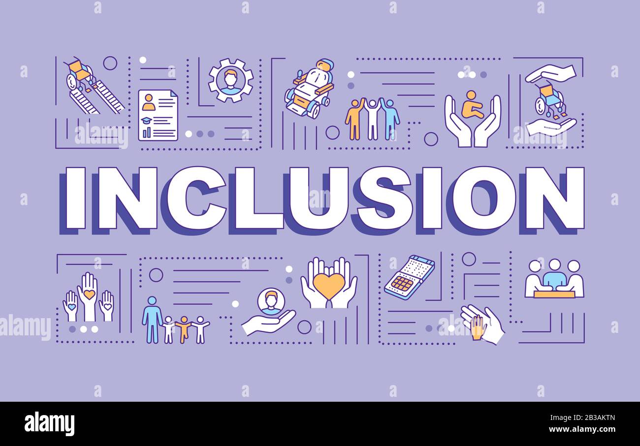 Inclusion word concepts banner. Handicapped people. Disabilities aid ...