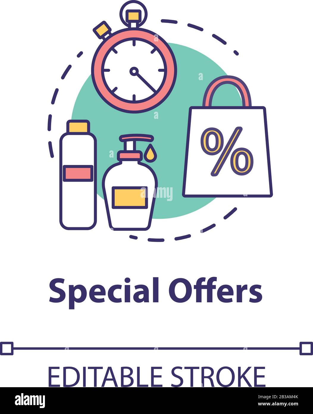 Special offers, discount, sale concept icon. Cosmetic products selling ...