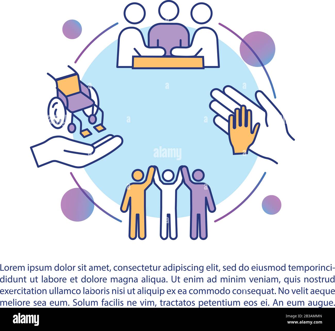 Inclusion concept icon with text. Disabled children aid and support ...