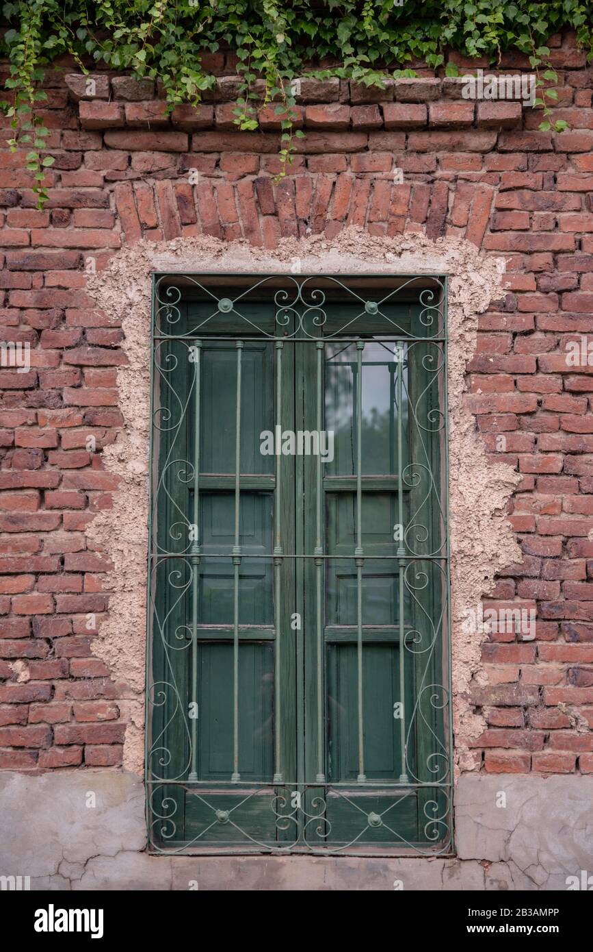 View of an old brick building with openings Stock Photo - Alamy