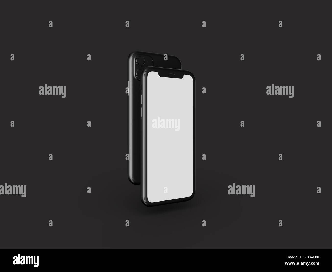 Smartphones in perspective - mockup front side with white screen and ...