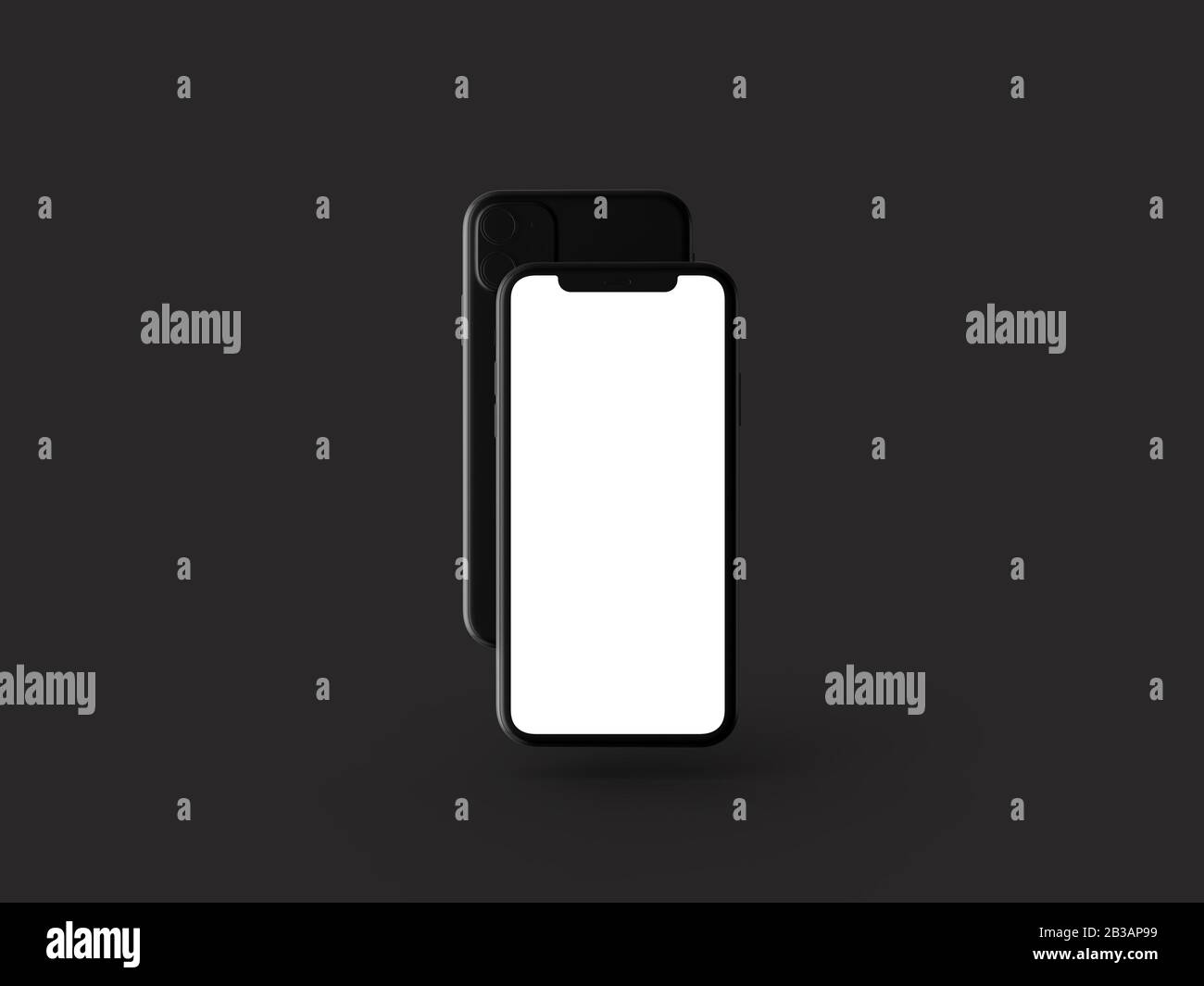 Smartphones in perspective - mockup front side with white screen and ...