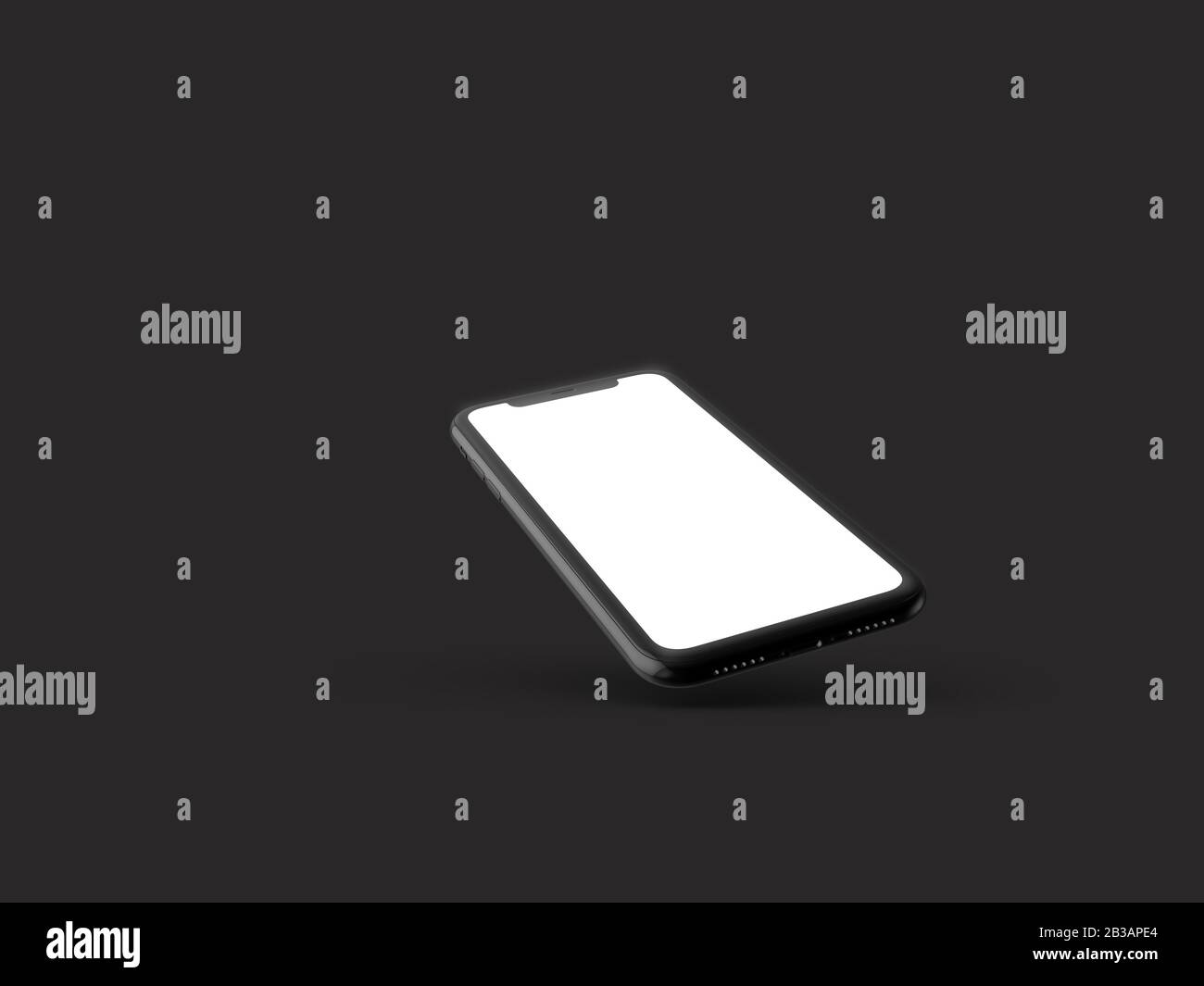 Smartphone in perspective - mockup front side with white screen ...