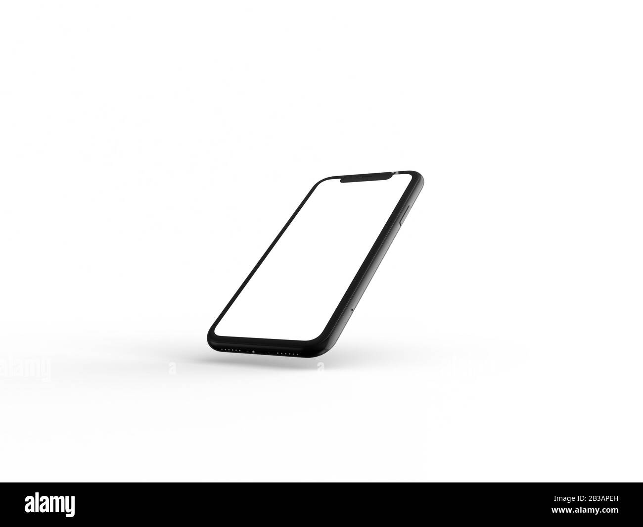 Smartphone in perspective - mockup front side with white screen and ...