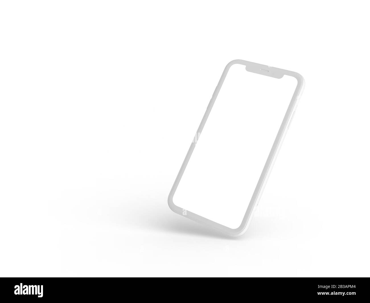 Smartphone in perspective - mockup front side with white screen and ...