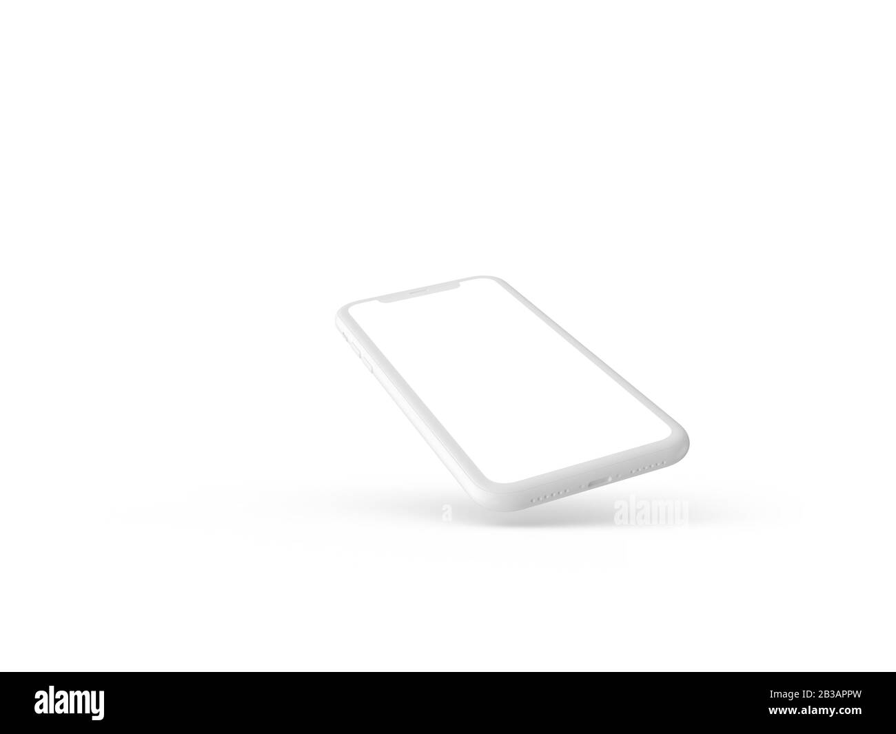 Smartphone in perspective - mockup front side with white screen and ...
