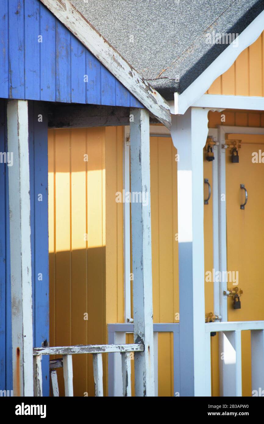 Abstract view of Beach huts. Sutton on Sea beach hut juxtaposition of ...