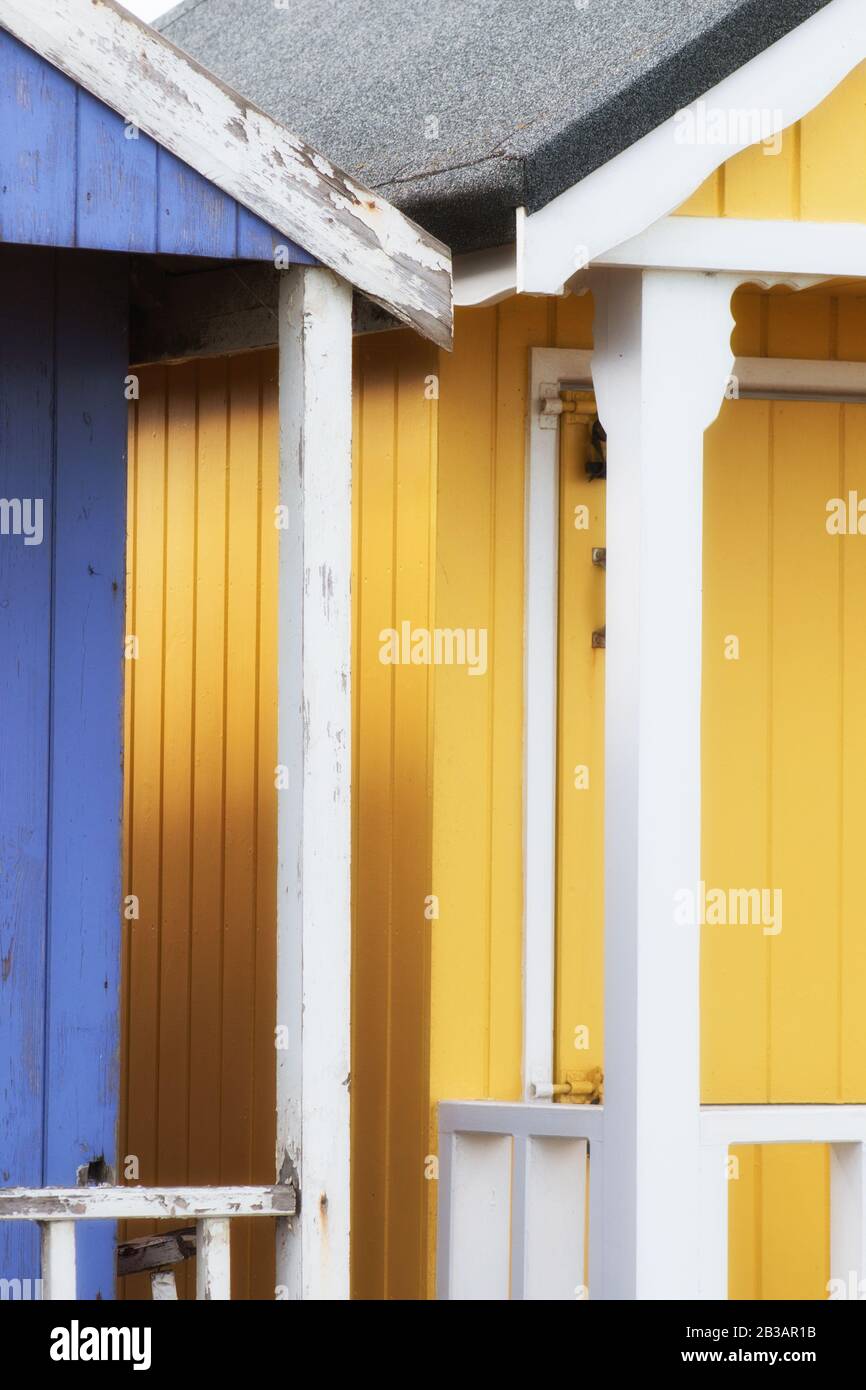 Abstract view of Beach huts. Sutton on Sea beach hut juxtaposition of ...