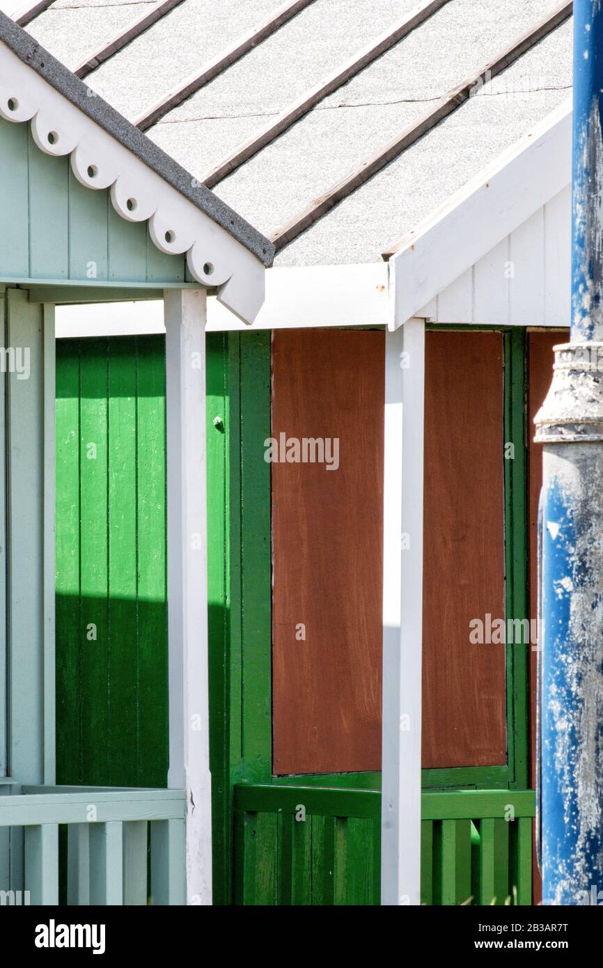 Abstract view of Beach huts. Sutton on Sea beach hut juxtaposition of ...