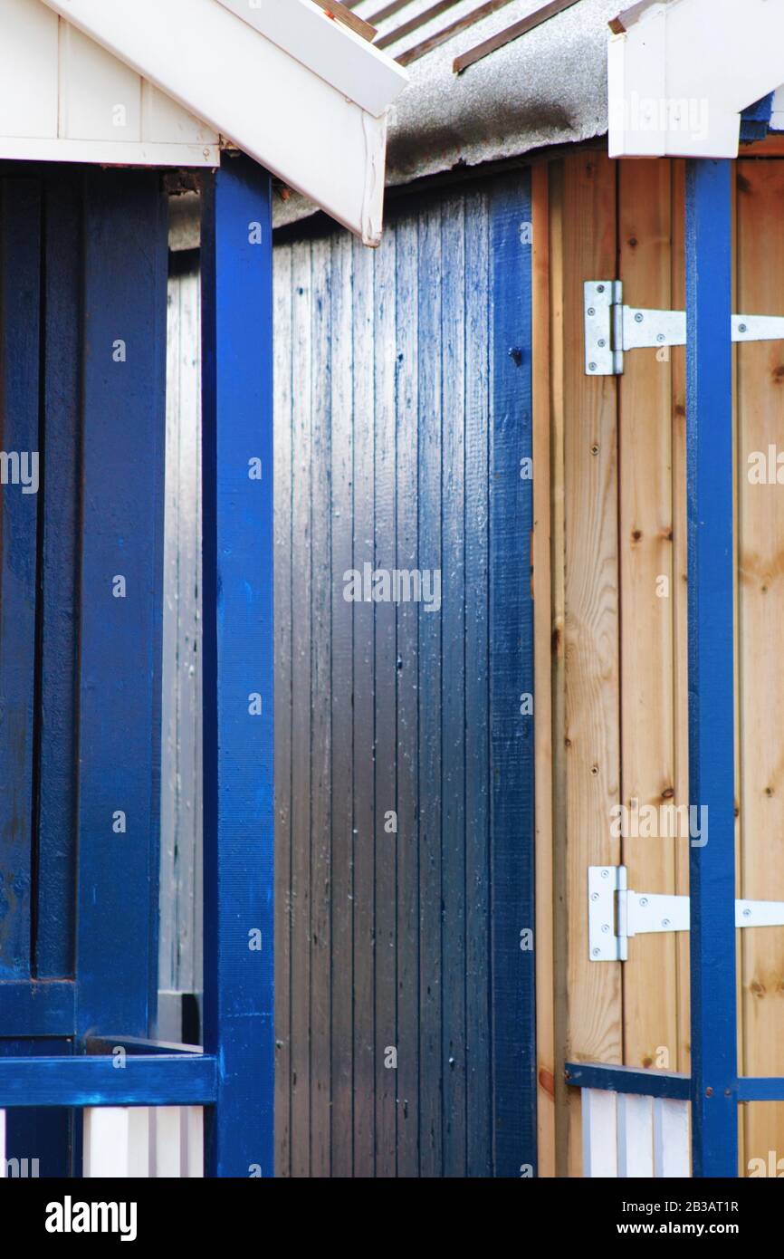 Abstract view of Beach huts. Sutton on Sea beach hut juxtaposition of ...