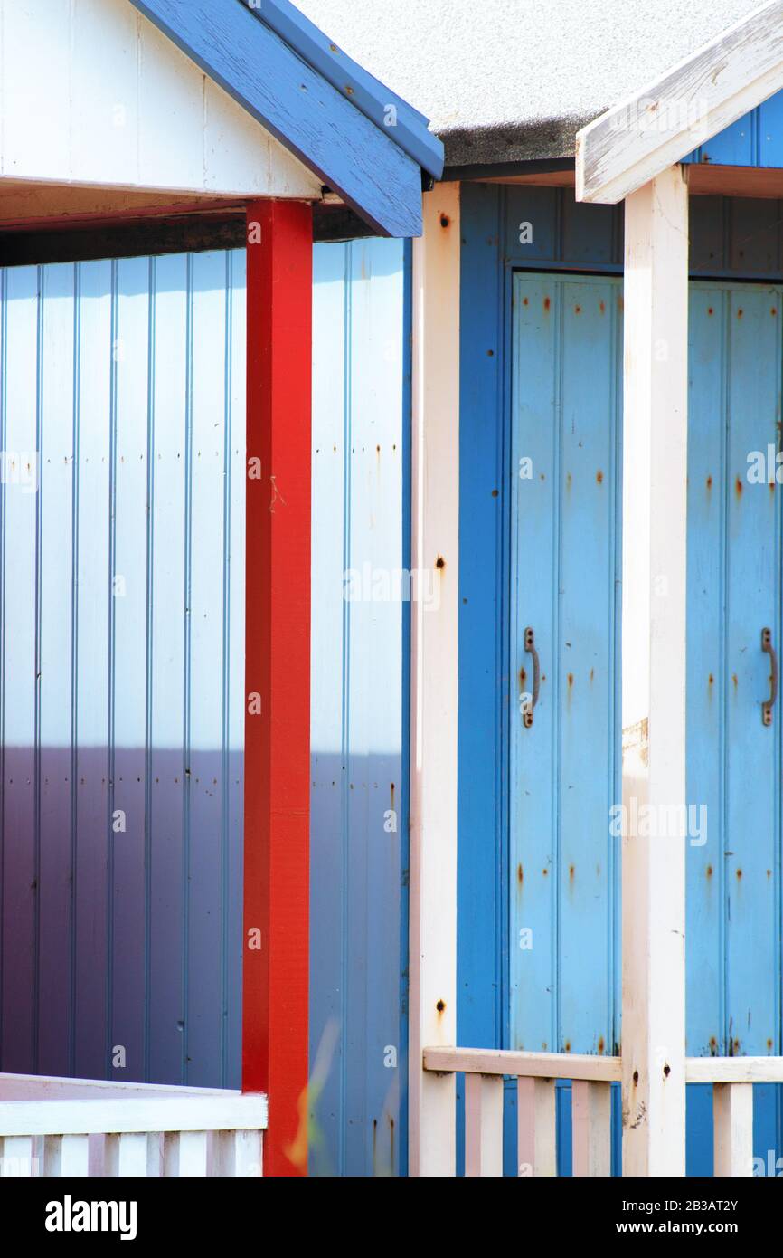 Abstract view of Beach huts. Sutton on Sea beach hut juxtaposition of ...