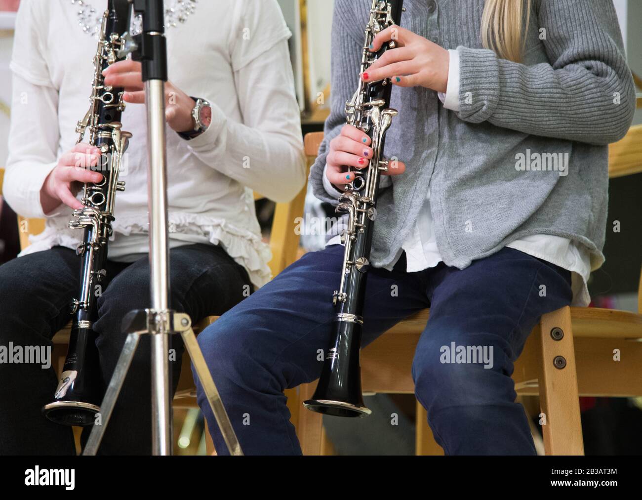 Children playing instruments at a music school (cultural school).Photo ...