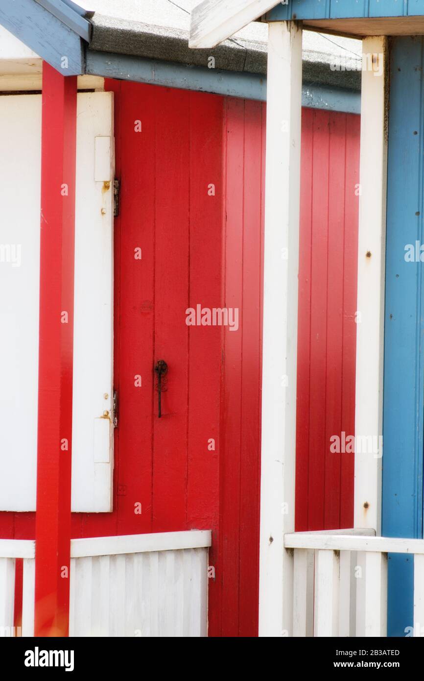 Abstract view of Beach huts. Sutton on Sea beach hut juxtaposition of ...