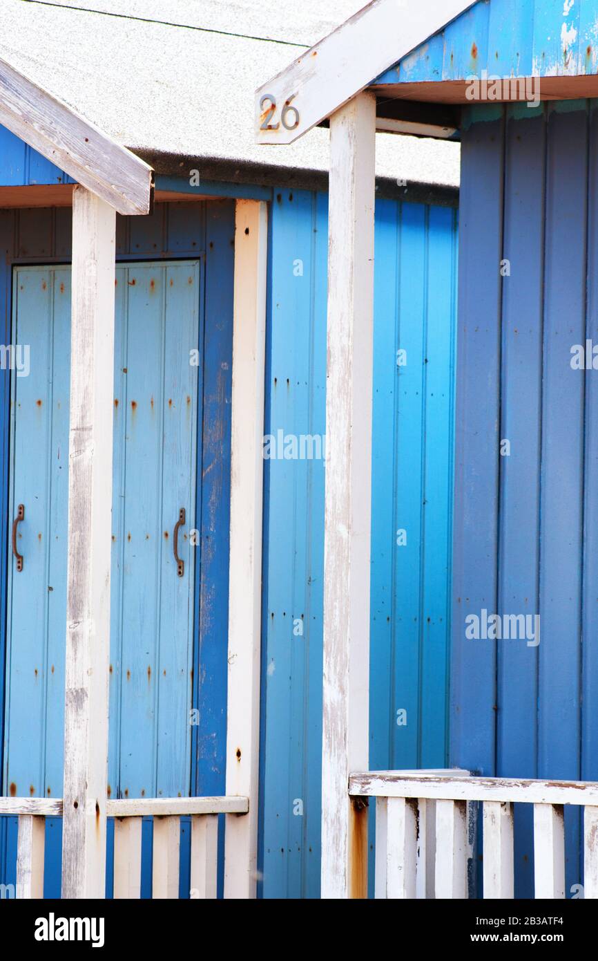 Abstract view of Beach huts. Sutton on Sea beach hut juxtaposition of ...
