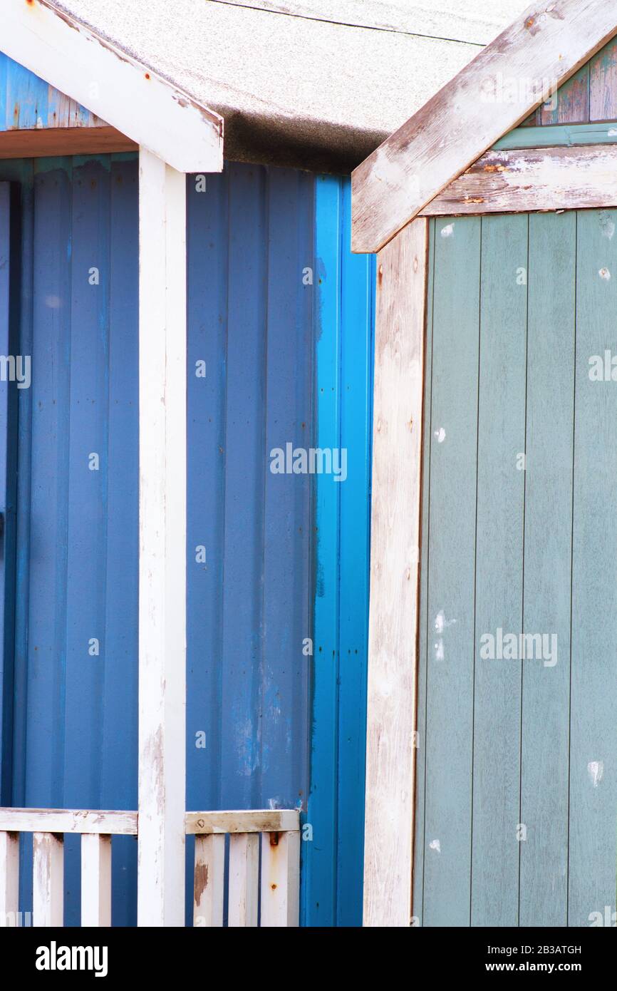 Abstract view of Beach huts. Sutton on Sea beach hut juxtaposition of ...