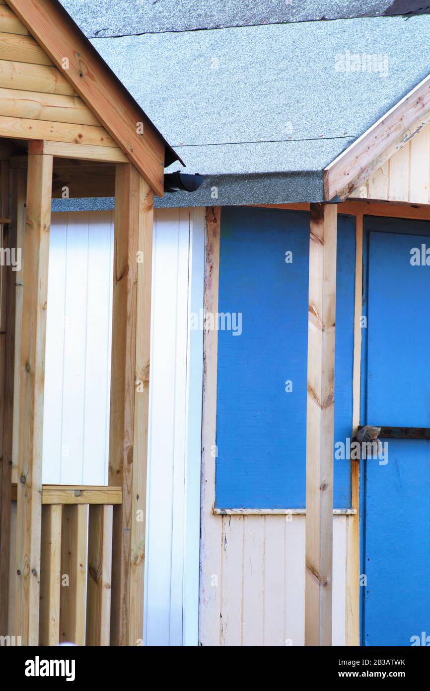 Abstract view of Beach huts. Sutton on Sea beach hut juxtaposition of ...