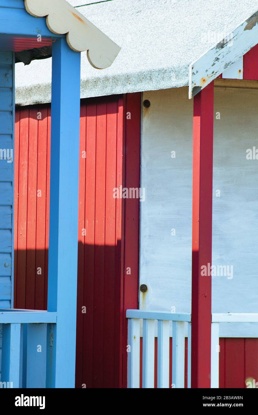 Abstract view of Beach huts. Sutton on Sea beach hut juxtaposition of ...
