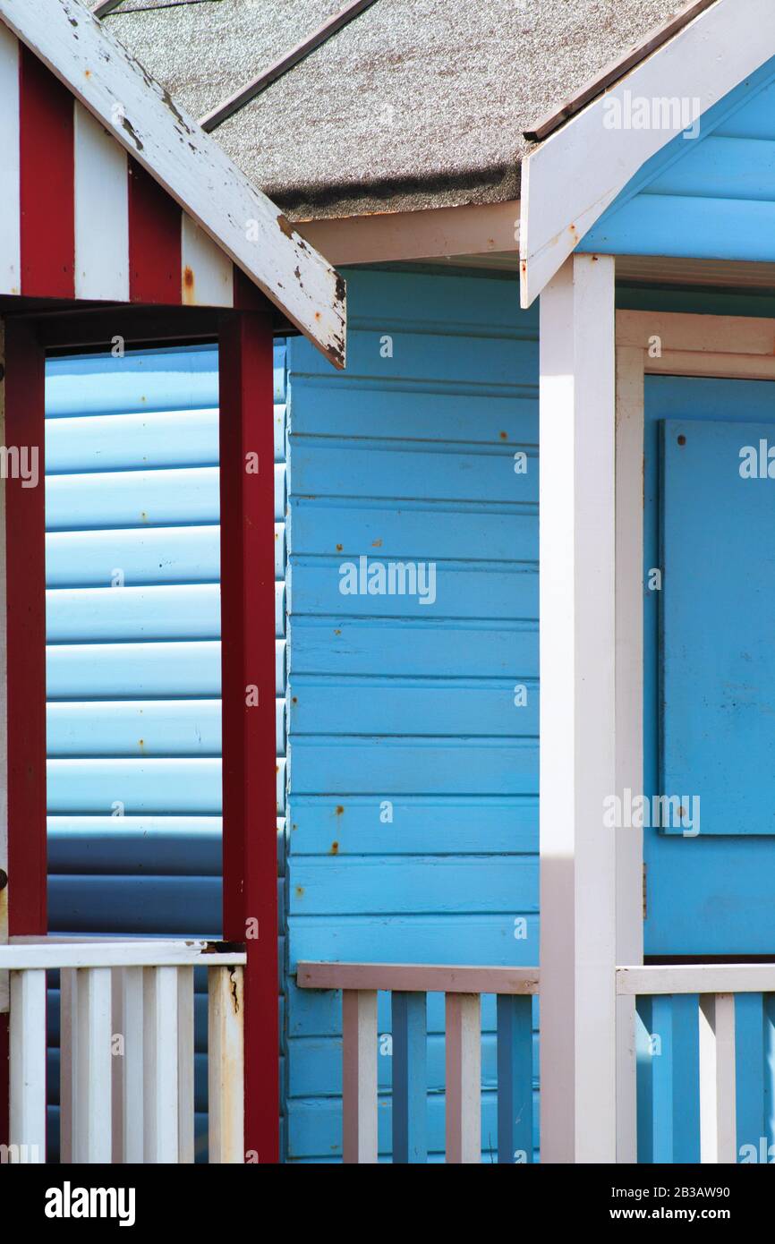 Abstract view of Beach huts. Sutton on Sea beach hut juxtaposition of ...