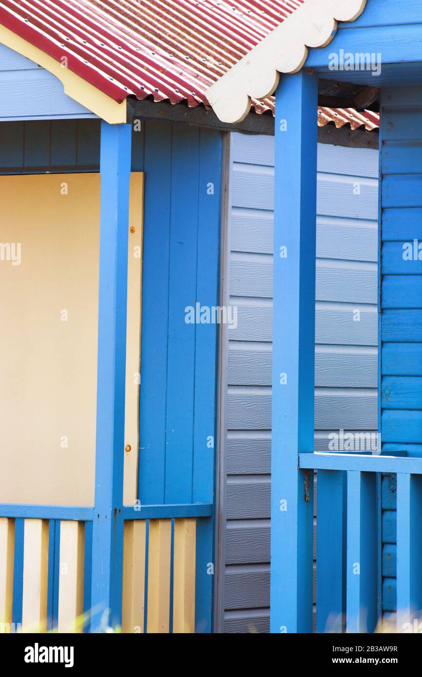 Abstract view of Beach huts. Sutton on Sea beach hut juxtaposition of ...