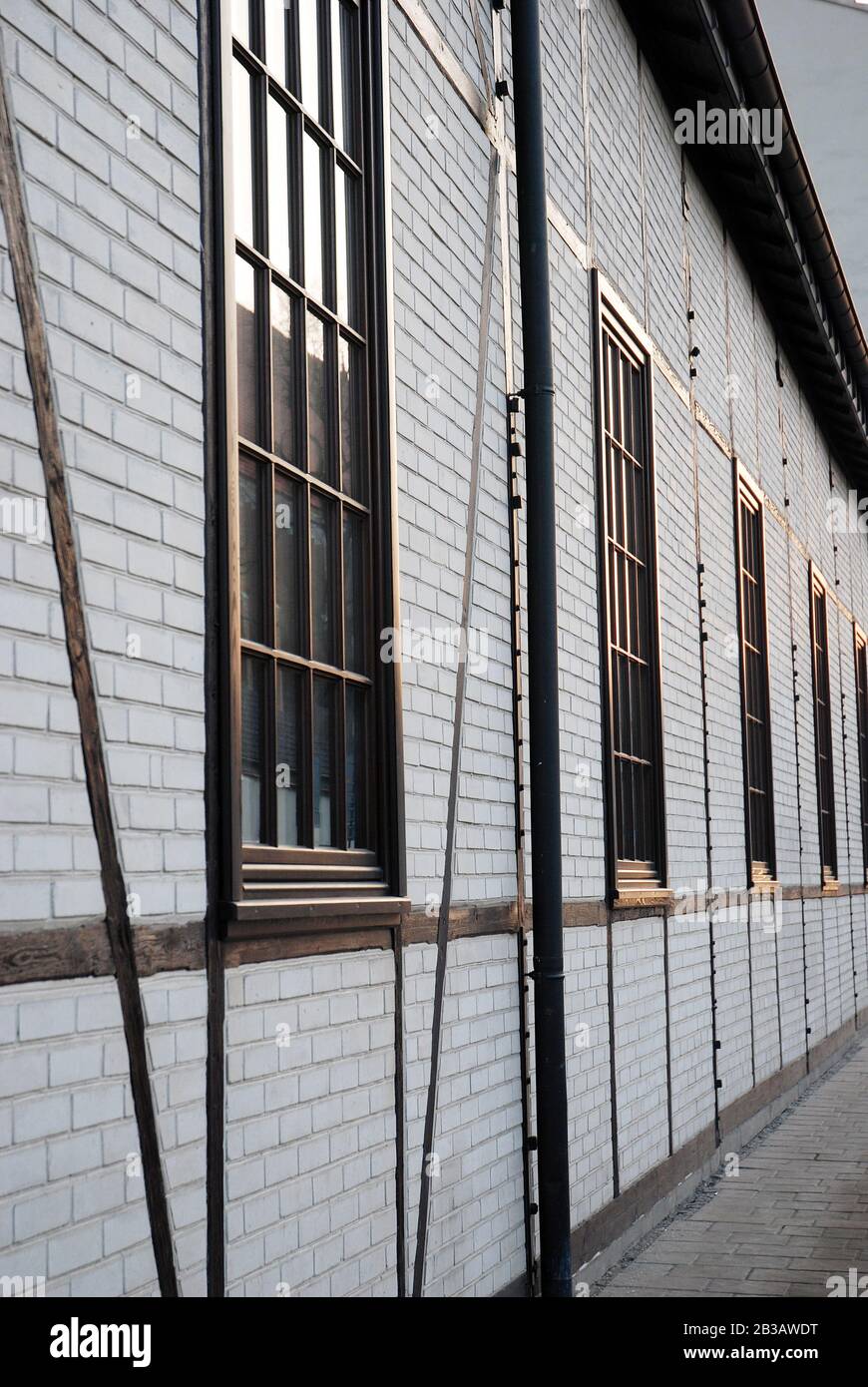 historical facade detail of an industrial building in Krakow, Poland ...
