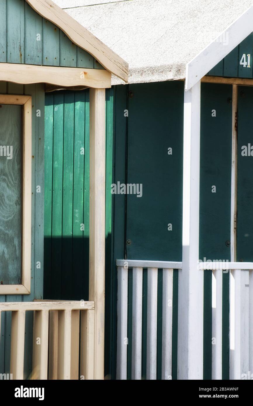 Abstract view of Beach huts. Sutton on Sea beach hut juxtaposition of ...
