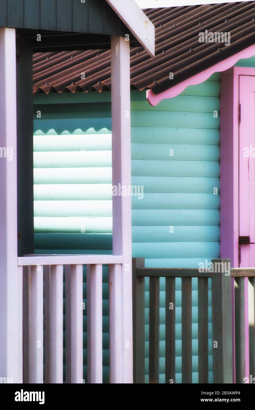 Abstract view of Beach huts. Sutton on Sea beach hut juxtaposition of ...
