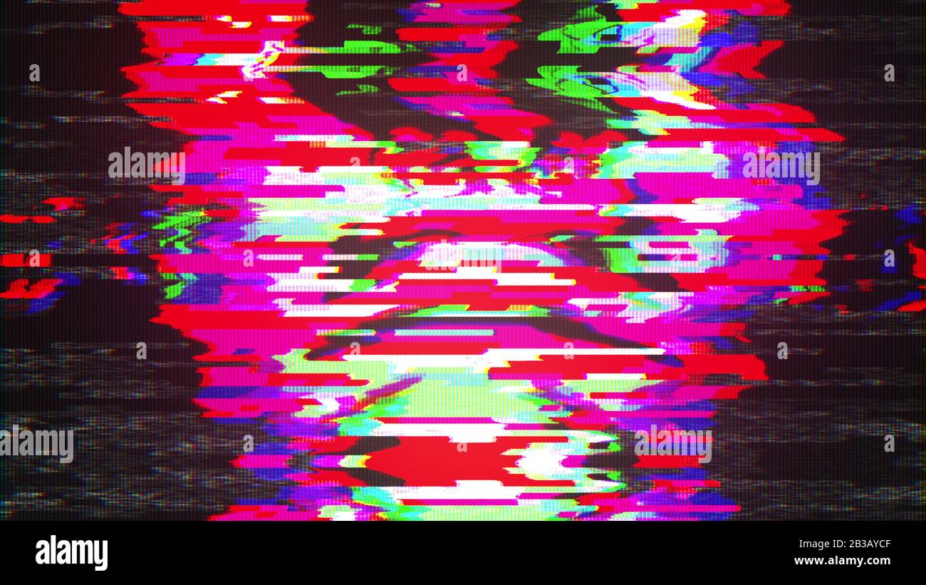 Glitch, pixel noise on the screen, computer generated. Bad Signal. 3d ...