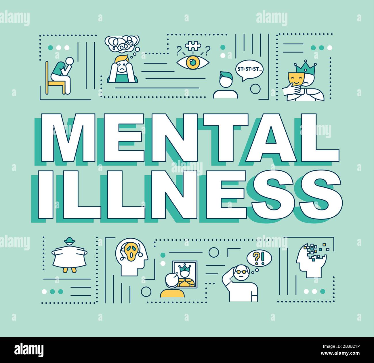 Mental illness word concepts banner. Personality disorders. Depression, insanity. Infographics ...