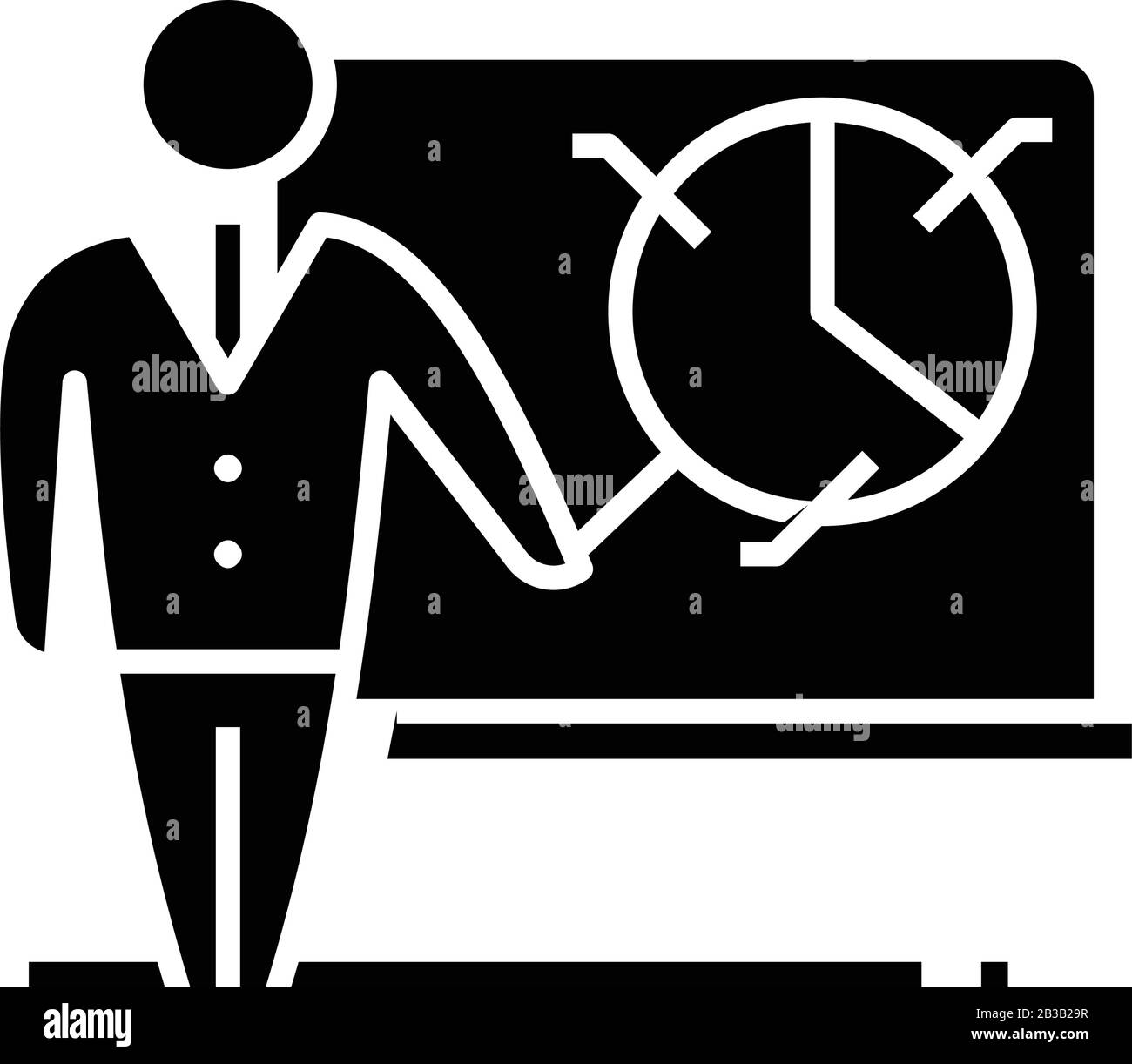 Presentation man black icon, concept illustration, vector flat symbol ...